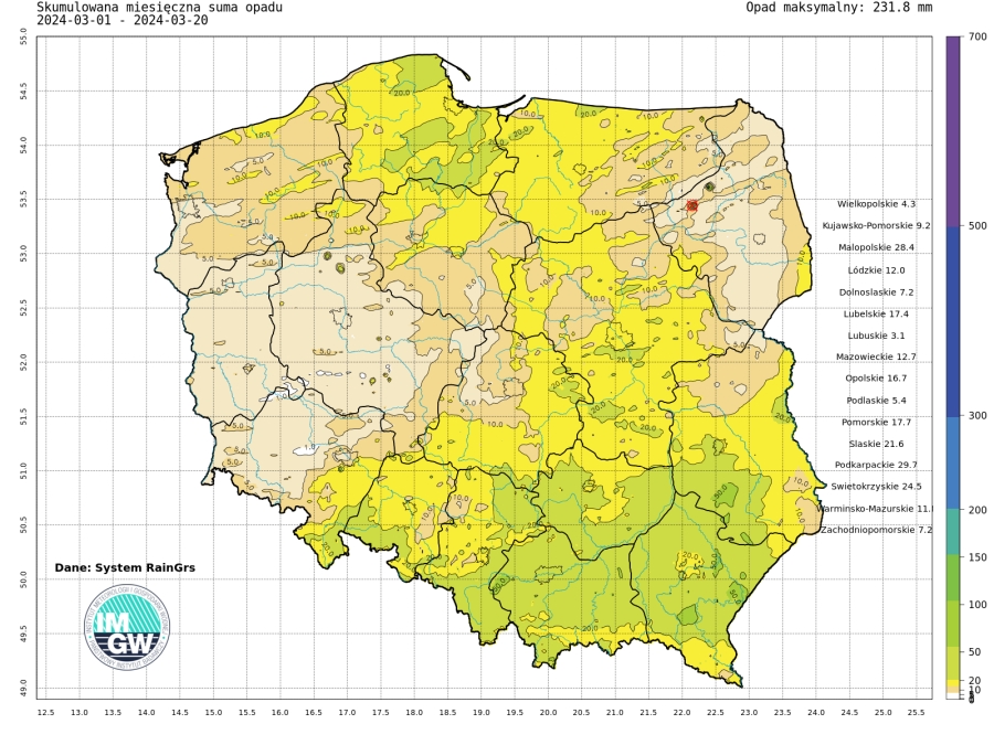 Prognoza meteorologiczna i szczegółowa prognoza hydrologiczna na kolejne 7 dni (22-28.03.2024 r ...