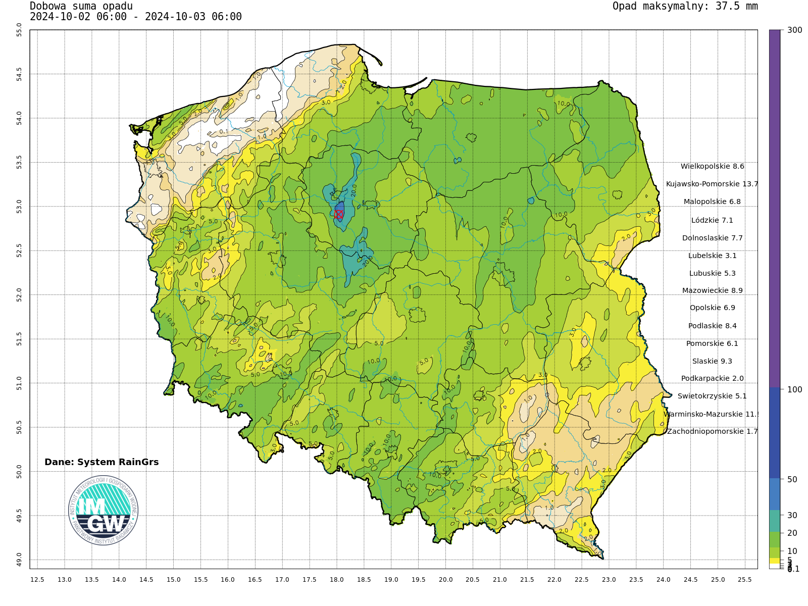 Prognoza meteorologiczna i szczegółowa prognoza hydrologiczna na kolejne 7 dni (04-10.10.2024 r ...