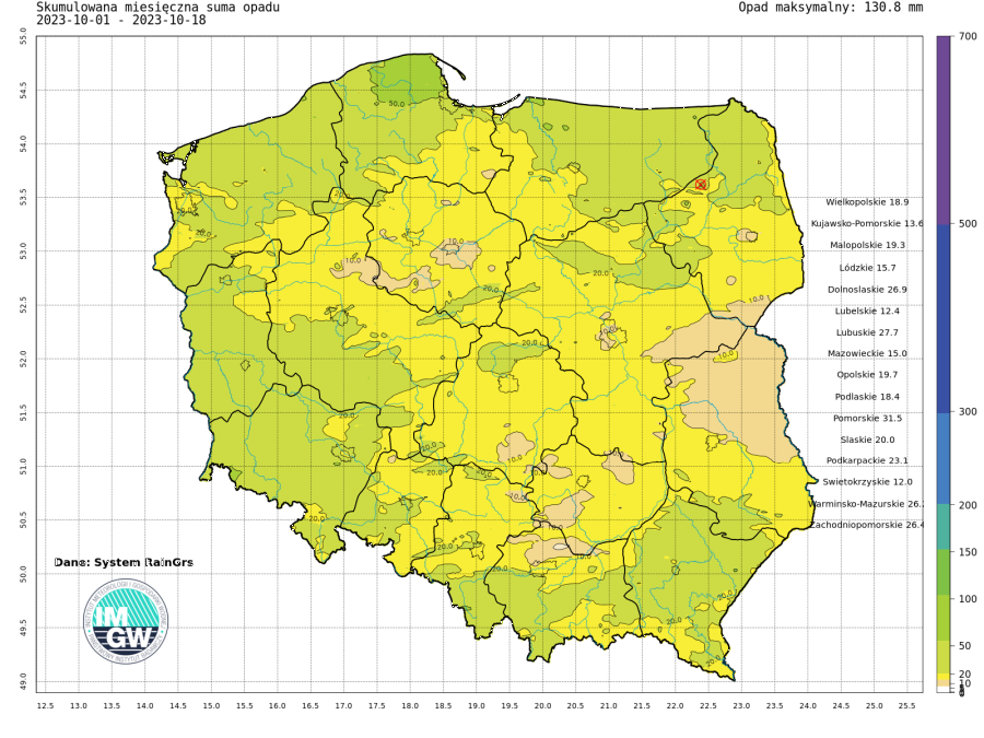 Prognoza meteorologiczna i szczegółowa prognoza hydrologiczna na kolejne 7 dni (20-26.10.2023 r ...